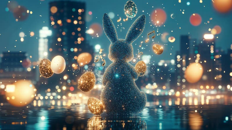 Magical Easter Bunny with Eggs, Generative Ai Stock Illustration ...