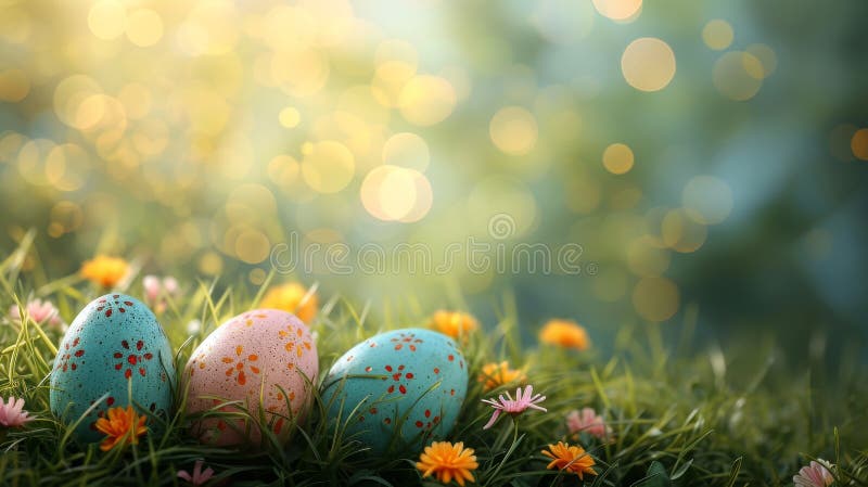 A Magical Easter Scene with Intricately Designed Eggs Amidst a Field of ...