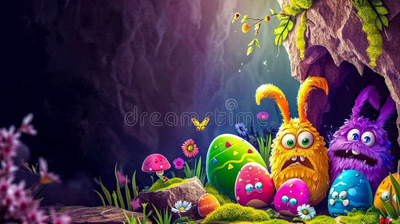 A Magical Easter Scene in a Whimsical Forest Setting with Playful ...