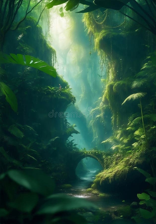 Magical Elf Jungle Beautiful Nature, Generative AI Illustration Stock ...