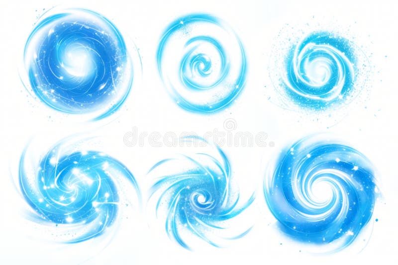 Magical Energy Effects, Blue Light Wizard Spell, on a White Background ...