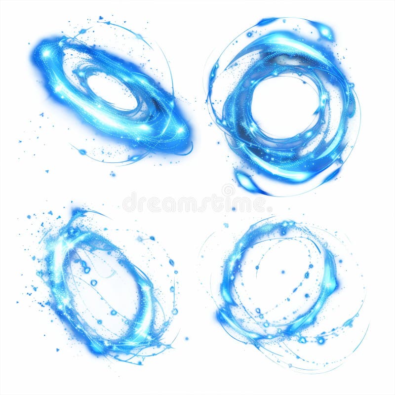 Magical Energy Effects, Blue Light Wizard Spell, on a White Background ...