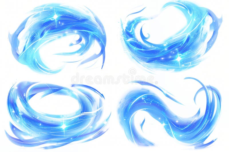 Magical Energy Effects, Blue Light Wizard Spell, on a White Background ...