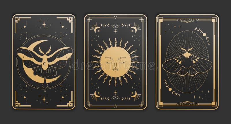 Magical Esoteric Tarot Card Reverse Side with Butterflies and Celestial ...