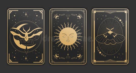 Magical Esoteric Tarot Card Reverse Side with Butterflies and Celestial ...