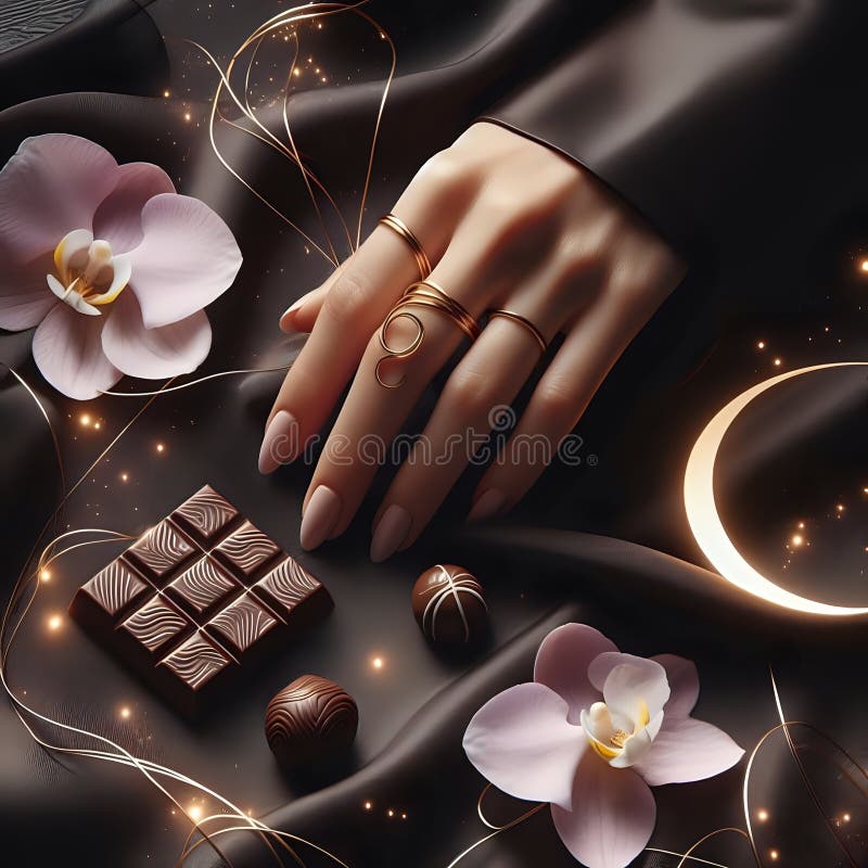 A Magical Evening with Chocolate and Flowers. a Romantic Idea Stock ...