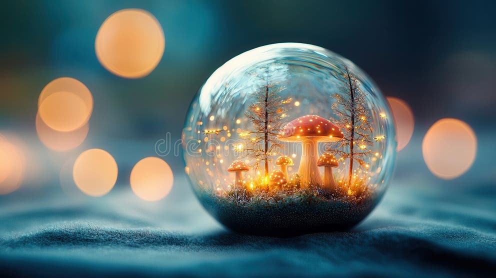 Magical Fairy Tale Forest Inside a Glass Sphere Stock Illustration ...