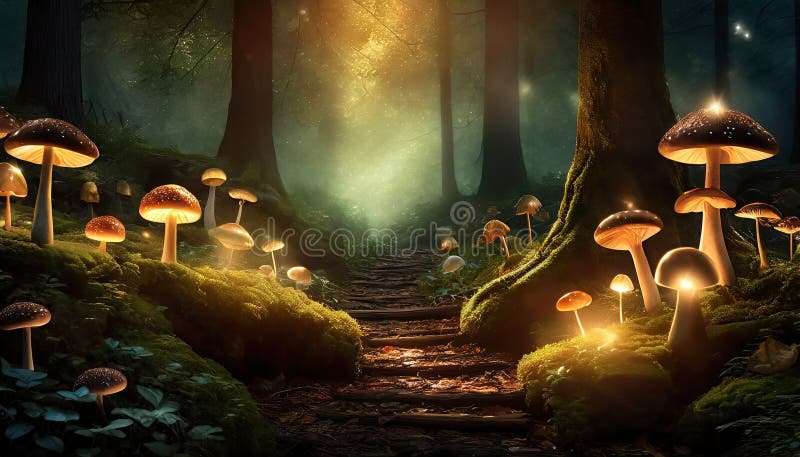 Magical Fairytale Forest with Toadstools Suitable As a Background or ...