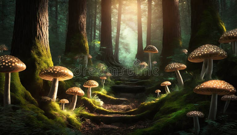 Magical Fairytale Forest with Toadstools Suitable As a Background or ...