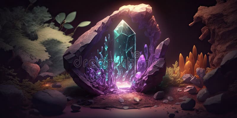 Magical Fantasy Crystal Amethyst Mystical Glows Stock Illustration ...
