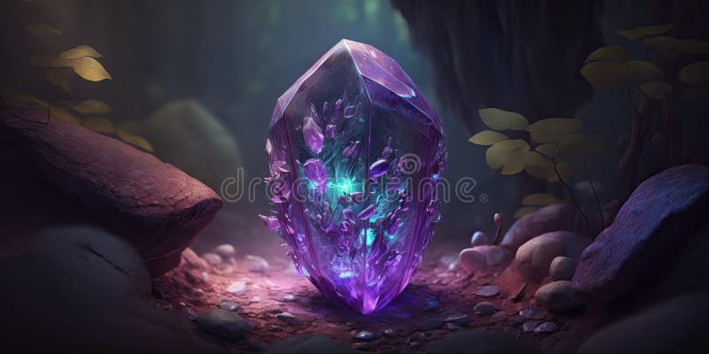 Magical Fantasy Crystal Amethyst Mystical Glows Stock Illustration ...
