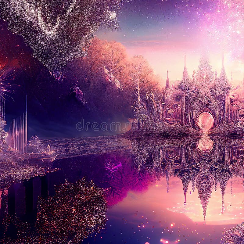 Magical fantasy landscape stock photo. Image of design - 267229342