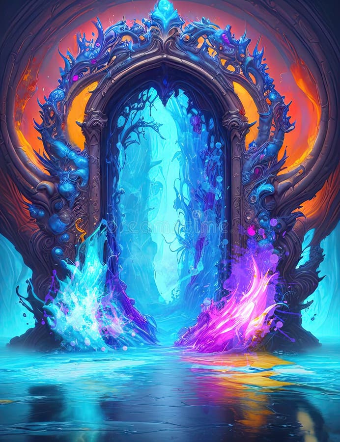 Magical Fantasy Light Portal Stock Illustration - Illustration of beam ...