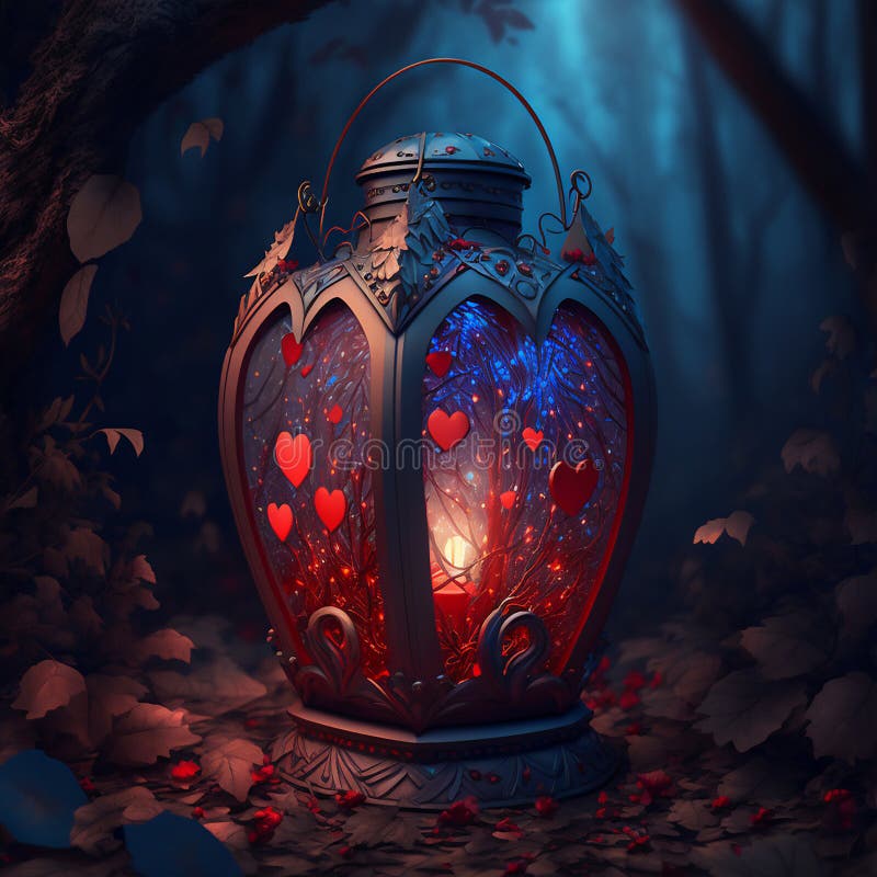 Magical Fantasy Lights and a Lantern, Generative Ai Stock Illustration ...