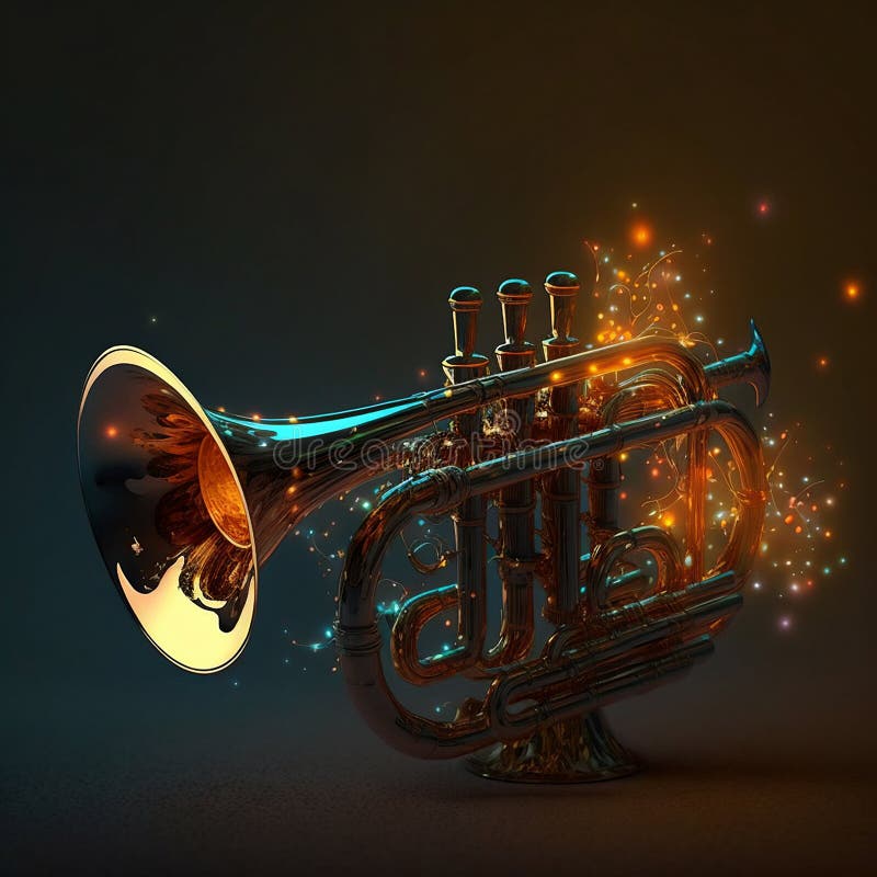 Magical Fantasy Lights and a Trumpet, Generative Ai Stock Illustration ...
