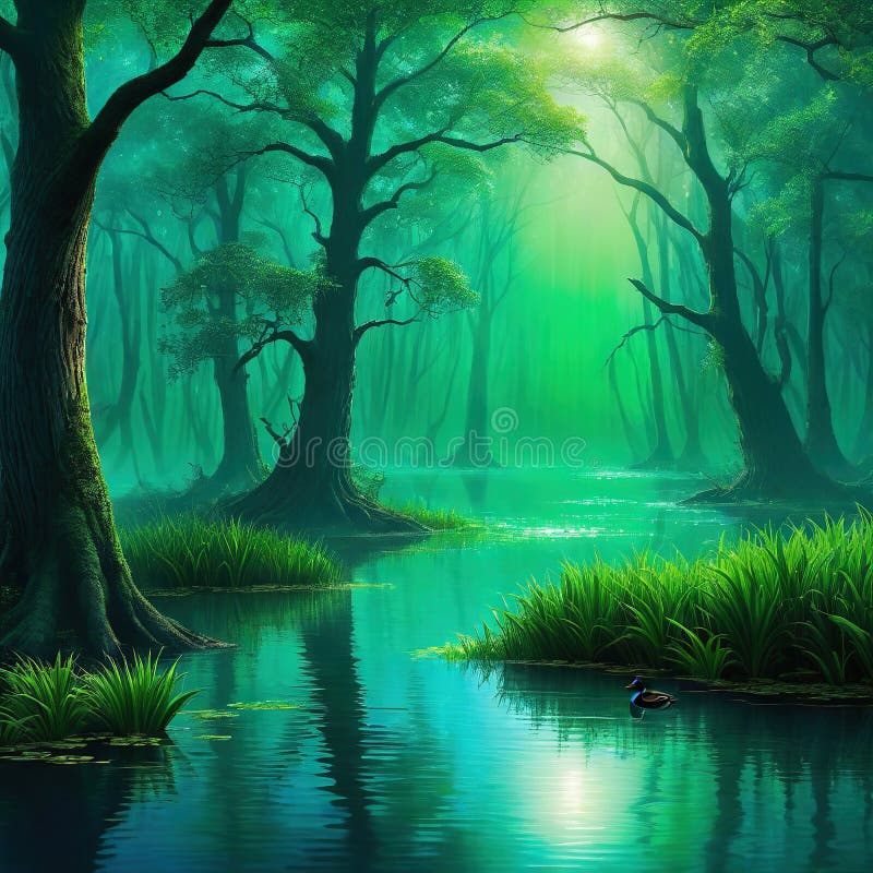 An a Magical Fantasy Swamp at Stock Illustration - Illustration of ...