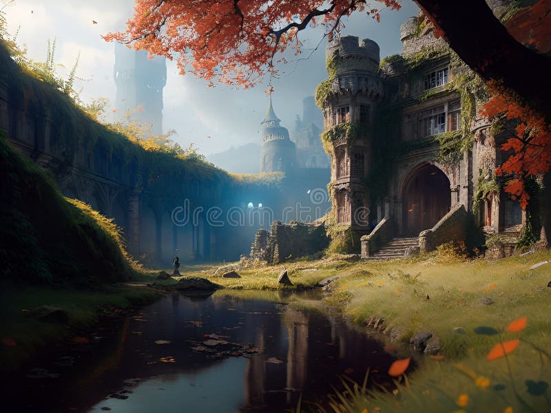 Magical fields and meadows stock illustration. Illustration of fields ...