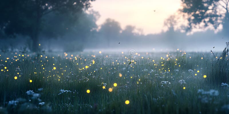 Magical Firefly Field Stunning Nature Wallpaper Stock Illustration ...