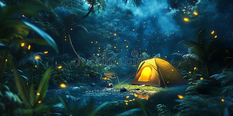 Magical Firefly Night Scene Enchanting Nature Wallpaper Stock ...