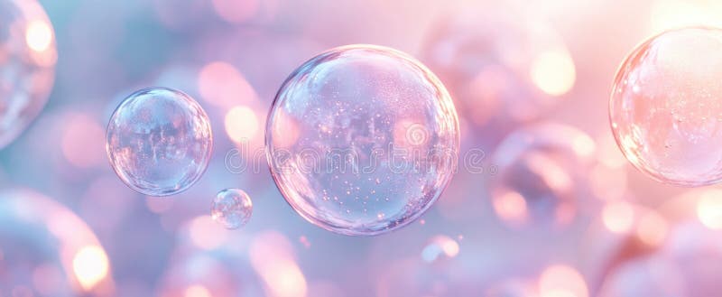 Magical Floating Bubbles with Pastel Bokeh Background Stock Photo ...