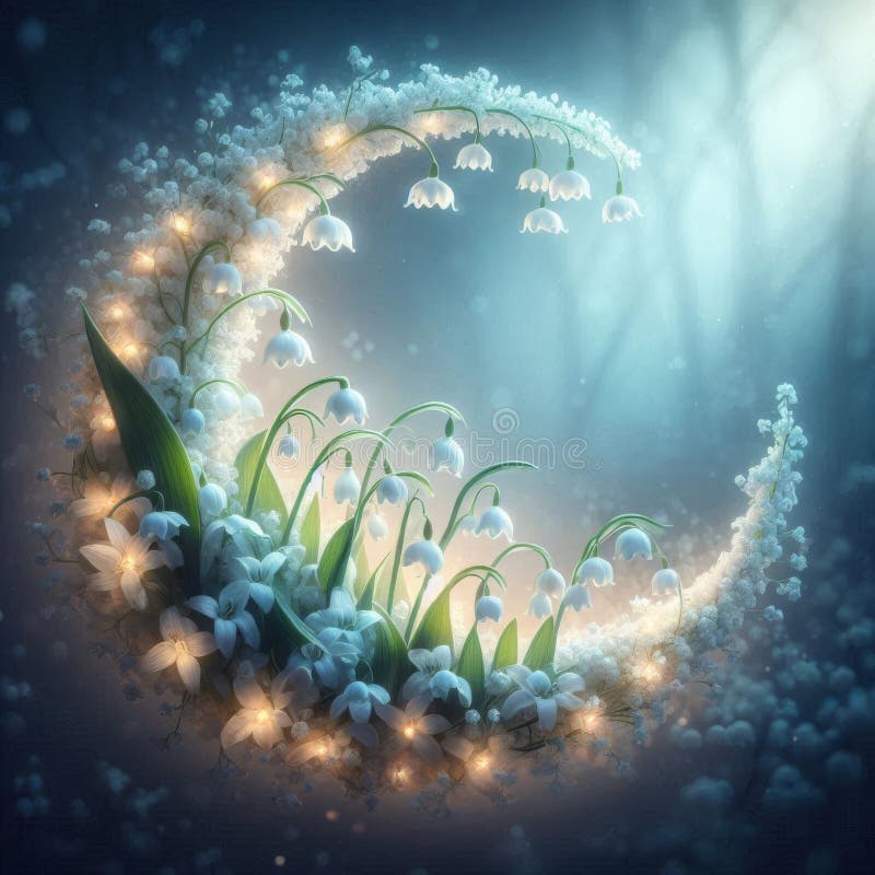 Magical Floral Moonlight Scene Stock Illustration - Illustration of ...