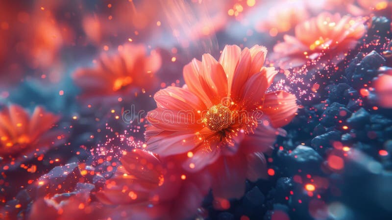 Magical Flower Bloom.Enchanting Blossoms Stock Illustration ...
