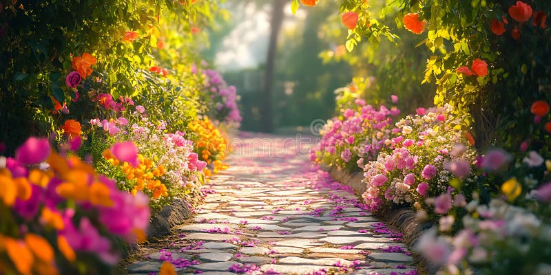 Magical Flower Path HD Nature Wallpaper Stock Illustration ...