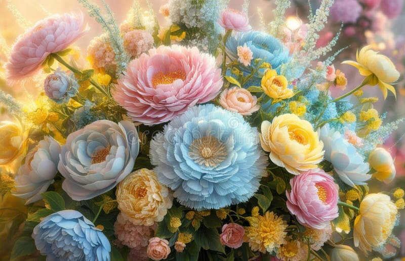 Detailed Dreamy Lush Summer Garden Blooms with Depth of Field Stock ...