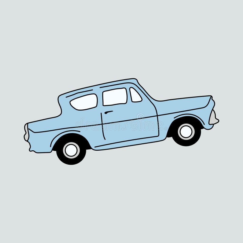 Magical Flying Car. Hand Drawn Vector Illustration Stock Vector ...