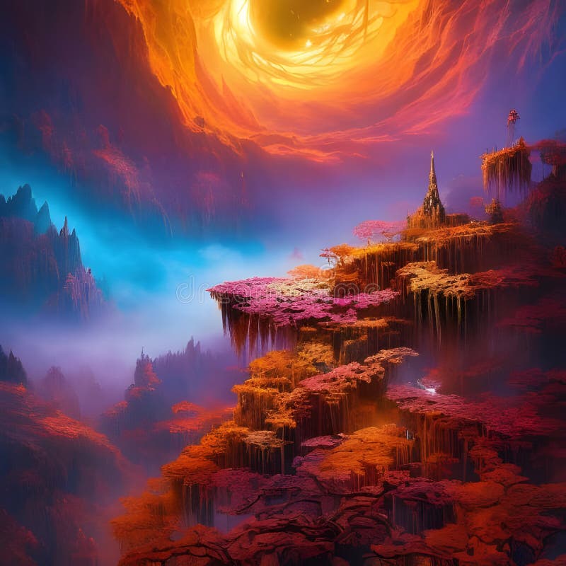 Fantasy and Surreal Alien Planet Stock Illustration - Illustration of ...