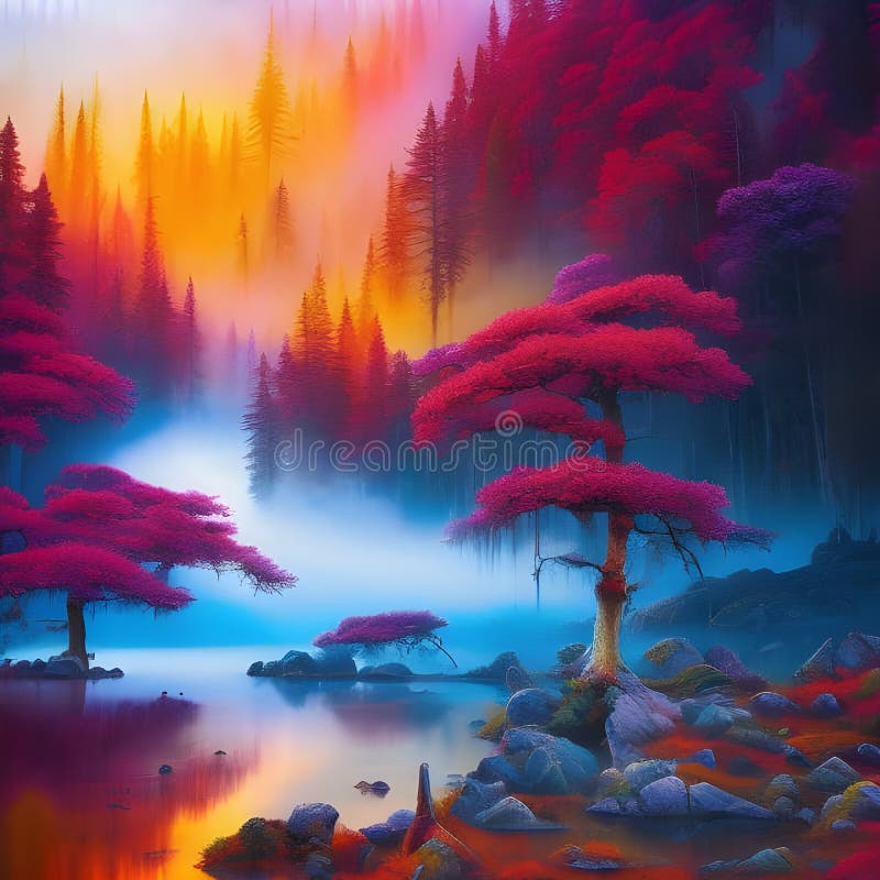 A Magical Forest on an Alien Planet Stock Illustration - Illustration ...