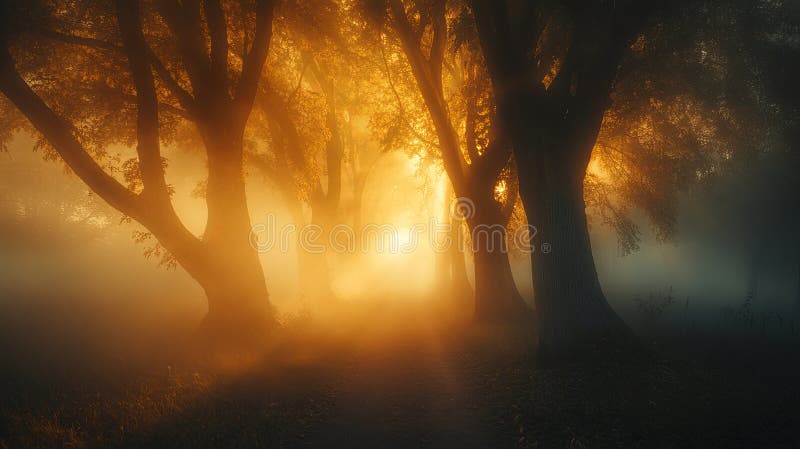 Into the Magical Forest with Beautiful Light Stock Illustration ...
