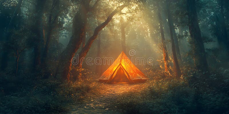 Magical Forest Campfire Enchanting Nature Scene Stock Illustration ...