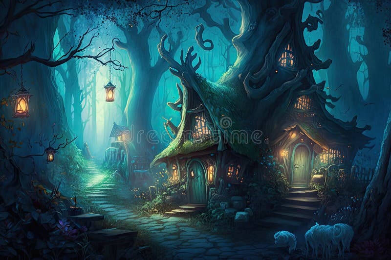 Magical Forest with Elf Village, Where Fairies and Other Magical ...