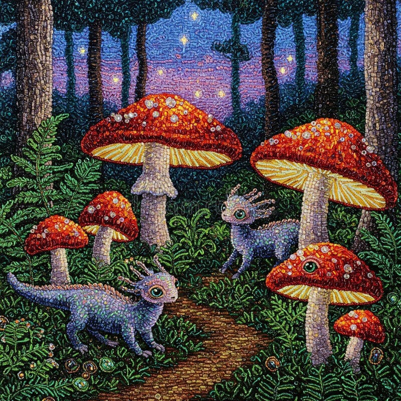 Magical Forest Encounter: Tiny Dragons and Giant Spotted Toadstools at ...
