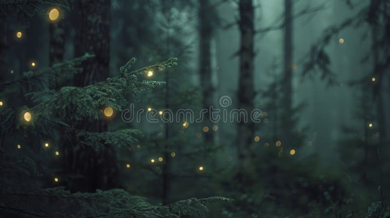 Magical Forest with Fireflies: Enchanted Woods Nature Landscape at Dusk ...