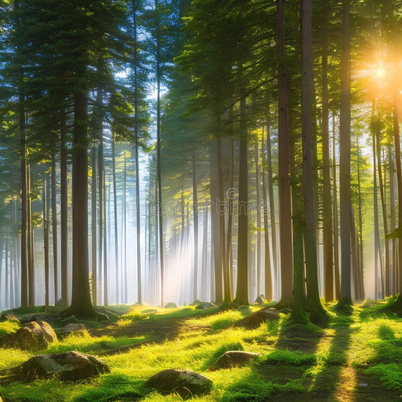 A Magical Forest Glade with Sunlight Filtering through the Trees5 ...