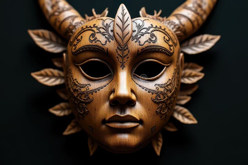Magical Forest Mask stock illustration. Illustration of carved - 368821747