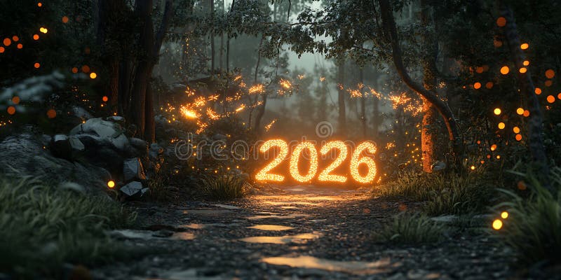 2026 Magical Forest New Years Eve Wallpaper Stock Illustration - Illustration of graphic ...