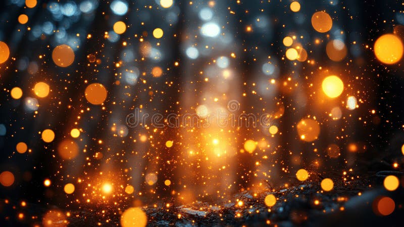 Magical Forest Night, Glowing Particles, Bokeh Background, Fantasy ...