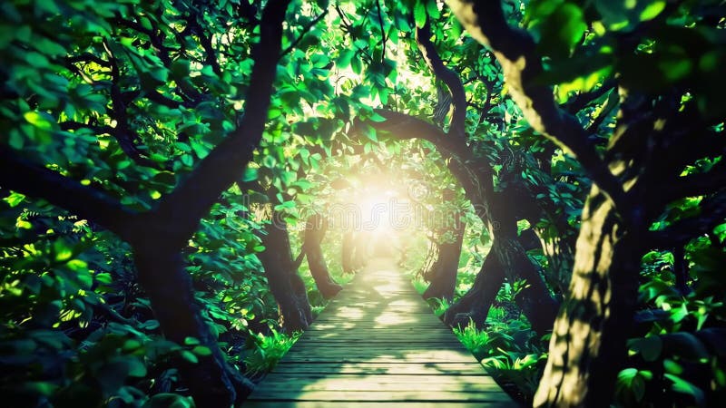 Magical Forest Pathway Illuminated by Sunlight Stock Video - Video of ...