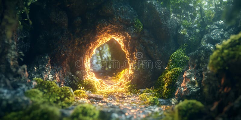 Magical Forest Portal Fantasy Background Image Stock Illustration ...