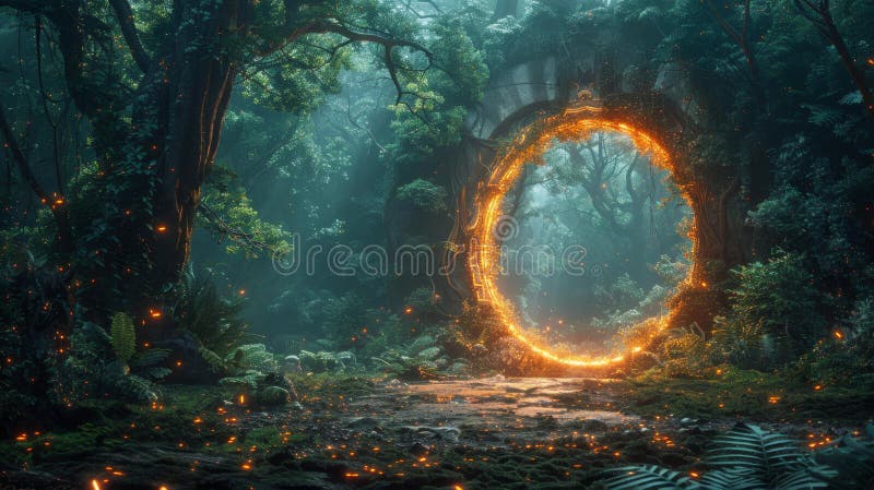 Magical Forest Portal - Generative Ai Stock Illustration - Illustration ...