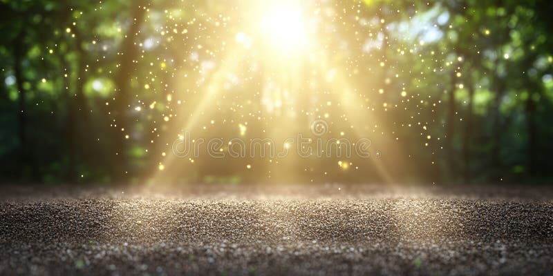 Magical Forest Scene Sunbeams Illuminate Sparkling Ground Nature ...