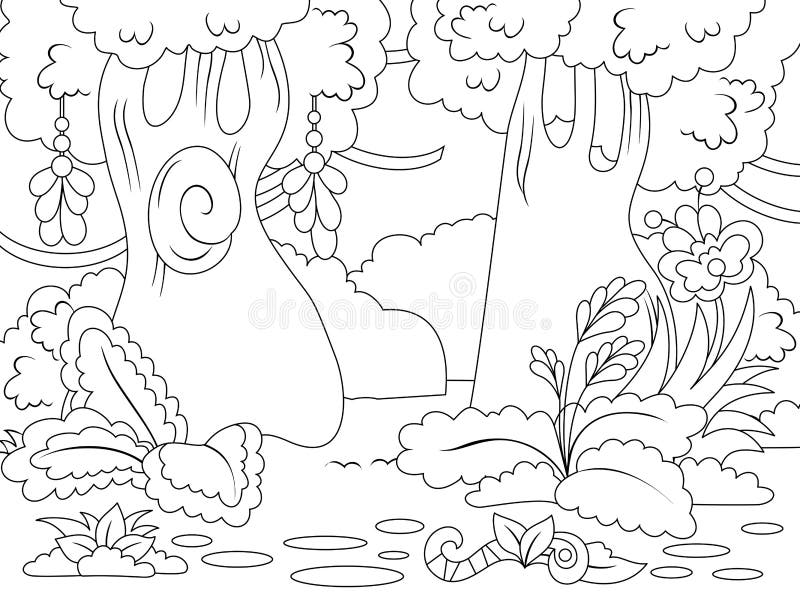 Magical Forest. Vector Illustration, Page Coloring Book. Stock Vector ...