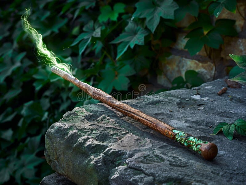 Magical Forest Wand with Glowing Energy Stock Illustration ...