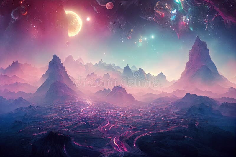 Magical Fusion of the Past Present and Future Hyper Stock Illustration ...