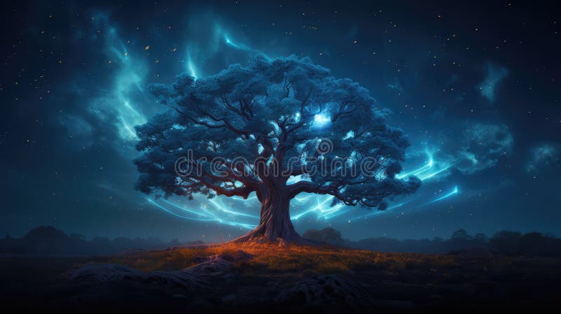 Magical future tree stock illustration. Illustration of tree - 369414811