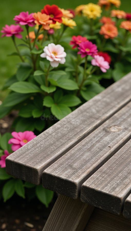 Magical Garden Setting with Outdoor Bench Stock Illustration ...