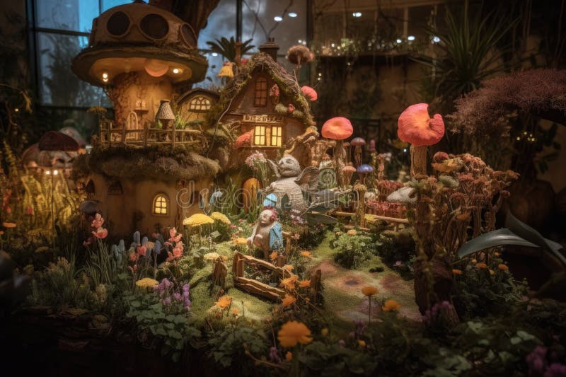 Magical Garden, with Whimsical Creatures and Magical Plants Stock Image ...